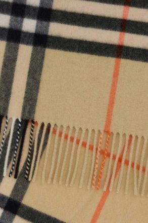 Burberry Unisex Embroidered Cashmere Scarf Sand Exterior: Sciarpe E Foulard Scarfs