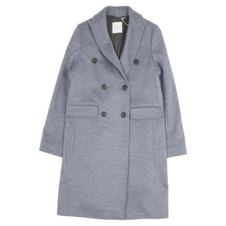 Eleventy Femme, Manteaux, Bleu, Taille: 36 FR Double-Breasted Manteaux