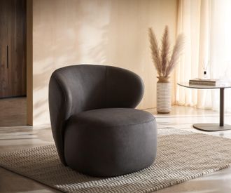 DELIFE Loungesessel Pulo 80x80 cm Mikrofaser Anthrazit Vintage, Cocktailsessel