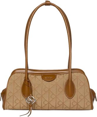 Calvin Klein Emblem Jacquard Schultertasche - - Bags - Damen - Braun - ONE SIZE