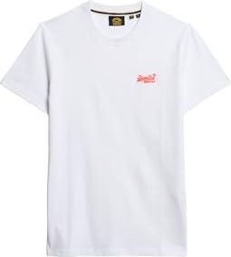 Superdry T-Shirt Essential Logo EMB pour Homme, Optique/Orange Fluo, XXL