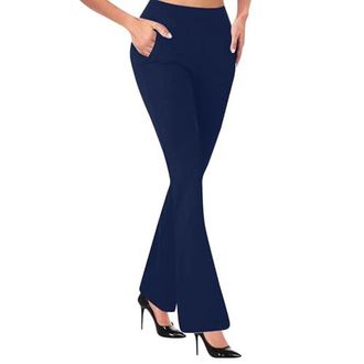 Generic Nuoke Pantalon Fluide Femme &eacute;t&eacute;,Dress Pants Women Work Pants Women High Waist Stretchy Trousers Pull on Slacks Bottoms Pantalon Bleu (Navy, XXL)