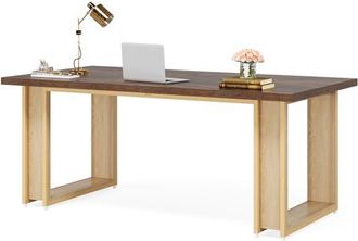 Tribesigns 160cm Bureau &agrave; Domicile pour la Salle d&eacute;tude, Bureau Simple Grand Bureau dordinateur Table d&eacute;criture Marron Rustique