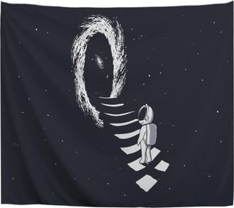 A.Monamour Wandteppich Ein Astronaut Der Die Treppe Zum Thema Wurmloch Weltraum Erklimmt Stoff Tuch Tapisserie Wandbehang Wanddeko Wandkunst Wandbilder Wandtuch 