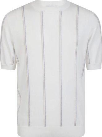 Eleventy Homme, Pulls, Blanc, Taille: S Maglia Girocollo Mezza Manica