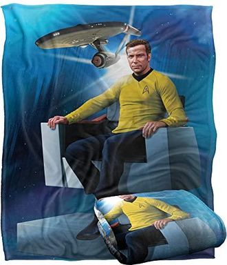 Trevco Star Trek Captains Chair Silky Touch Super Soft Throw Blanket 152 X 127 cm