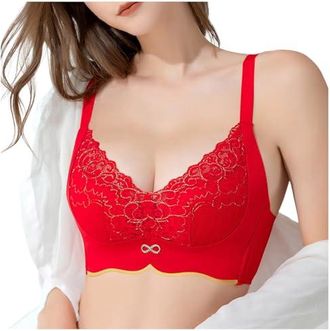Generic Soutien-gorge &agrave; armatures pour femme 2026 - T-shirt convertible en U l&eacute;ger lisse, Rouge, 70AB