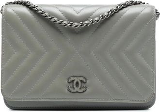 Chanel Hobo Bags - Diagonal Chevron Calfskin Tassel Wallet On Chain - Gr. unisize - in Grau - für Damen