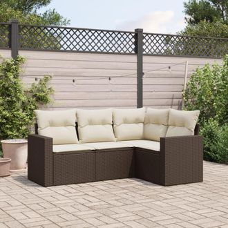 Festnight Gartenlounge mit Stauraum - Rattan Sofa Balkon Garten Lounge Outdoor Ecklounge Sitzecke Klein Loungem&ouml;bel Gartensofa Ecksofa Rattansofa Couch