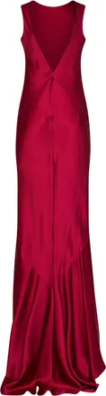 Max Mara Satin Flared Dress - Red
