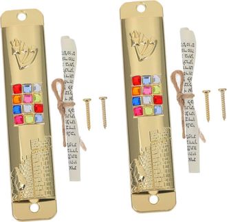 Garneck 2sätze Metall Mezuzah Mit Schriftrolle Dekorativer Jüdischer Türpfosten Robuster Zinklegierung Spiritueller Schutz Für Zuhause Familiensegen Geeignet 