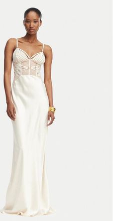 Elisabetta Franchi Abendkleid AB-R53-62E2-V760 Creme Slim Fit