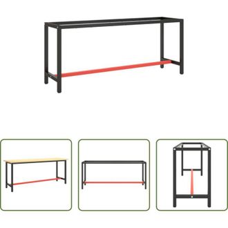 vidaXL vidaXL Mattschwarz - Werkbankgestell Mattschwarz und Mattrot 190x50x79 cm Metall