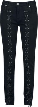 Gothicana by EMP Femme Jeans Noir avec la&ccedil;age sur Toute la Jambe W28L32