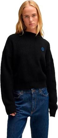 HUGO BOSS Hugo Pull tricot&eacute; Slogery_b pour Femme, Noir, XXL