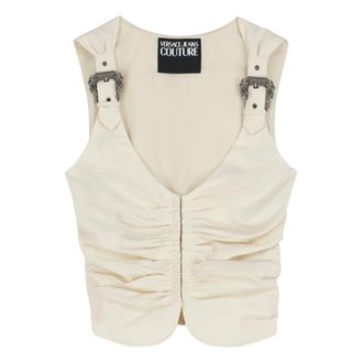 Versace Jeans Couture Dekorative Raffung - - Tops - Damen - Beige - 3XS