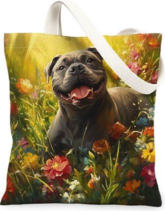 Generic Spring Cane Corso Sac fourre-tout en toile pour faire du shopping 33 x 38,1 cm, sac d&eacute;picerie r&eacute;utilisable pour femme, motif animal de compagnie, d&eacute;co