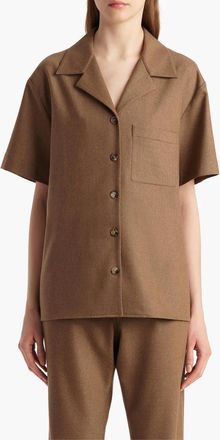 Khaite Wool-Blend Button-Front Overshirt - Caramel