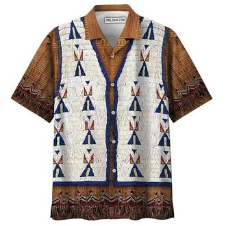 Keephen Nouveaut&eacute; Native American Indian Hawaiian Chemise Femmes Hommes Impression 3D Boutonn&eacute;e Manches Courtes Chemise Cool Streetwear