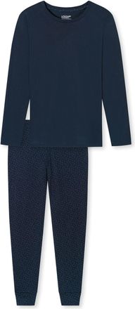 Uncover by Schiesser Damen Schlafanzug Langarm, dunkelblau, 38