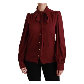 Dolce & Gabbana Seidenmischung Polo-Bluse in Kastanienbraun - - Blouses & Shirts - Damen - Braun - XS