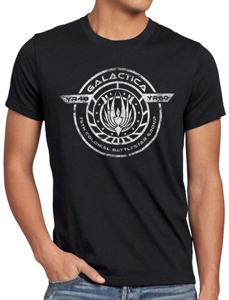 style3 Colonial Battlestar Group Herren T-Shirt Galactica Space, Gr&ouml;&szlig;e:5XL, Farbe:Schwarz