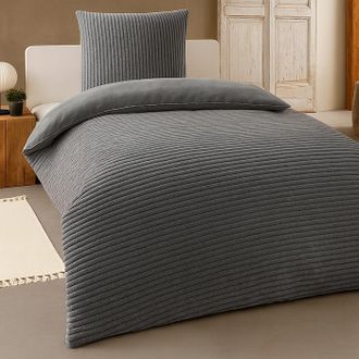 Heimtexland Winter Bettw&auml;sche Cord kuschelig weich warm Cashmere Touch Wende Bettbezug Set 80x80 I 155x220 Super Soft temperaturausgleichend atmungsaktiv Oeko-TEX