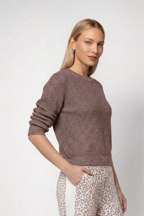 Monari Rundhalspullover Pullover Basic Lurex Regular fit mit Rundhalsausschnitt
