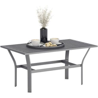 OUTSUNNY Beistelltisch Metall Balkontisch mit Lamellendesign wetterfest Kaffeetisch Gartentisch pflegeleicht Sofatisch Outdoor Tisch f&uuml;r Balkon Garten