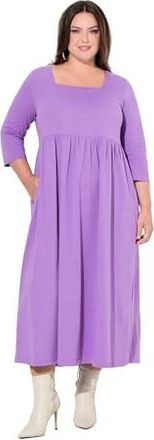 Ulla Popken Femme Grandes Tailles Robe évasée en Jersey, Encolure carré et Manches 3/4 Violet 46+ 825963811-46+