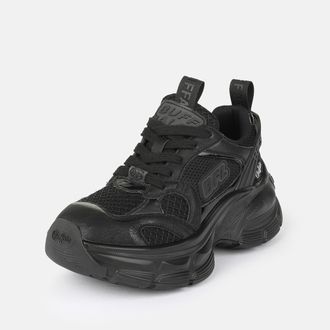 Buffalo Plateausneaker BUFFALO RIDR ONE, Damen, Gr. 38, schwarz, Lederimitat, Synthetik, Textil, Schuhe Plateausneaker, Halbschuh, Schn&uuml;rschuh, Chunky-Sneaker