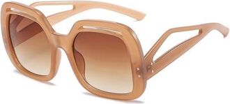 Generic Lunettes de soleil tendance pour femme - Jambes creuses - Style punk - Grande monture - Lunettes vintage UV400, Marron/marron, Taille unique