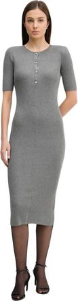 DKNY Dkny, Femme, Robes, Gris, Taille: 42 FR Robe c&ocirc;tel&eacute;e boutonn&eacute;e