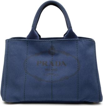 Prada Shopper - Canvas Canapa Logo Tote - Gr. unisize - in Blau - f&uuml;r Damen