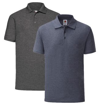 Fruit Of The Loom 2er Pique Poloshirt Herren Polo M L XL XXL 3XL 4XL 5XL HLKauf-Block (XXL, Dark Heather/Heather Navy & 1x HLKauf-Block)