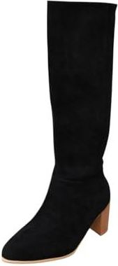 Generic Bottes d&eacute;quitation d&eacute;contract&eacute;es &agrave; talon &eacute;pais pour femme - Fermeture &eacute;clair lat&eacute;rale - Confortables - Bout pointu - Imitation daim - Pour f&ecirc;te en ple