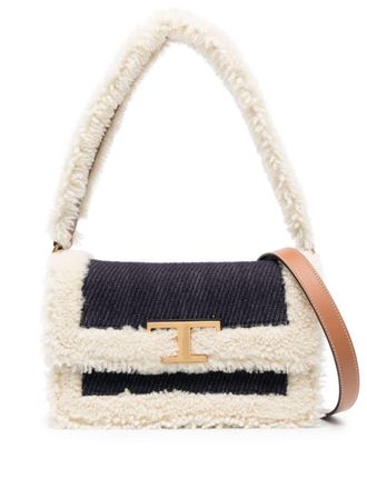 Tod's sac &agrave; bandouli&egrave;re &agrave; bord en peau lain&eacute;e - Bleu
