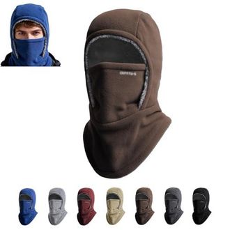 Generic Bonnet et masque 2 en 1 en polaire thermique pour homme et femme Protection du visage et du cou en 1, caf&eacute;, Taille unique