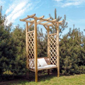 C&eacute;monjardin C&eacute;monjardin - Banc de jardin 2 places en bois de pin trait&eacute; autoclave - R&eacute;sistant aux UV et &agrave; lhumidit&eacute; - Arche pour plantes grimpantes