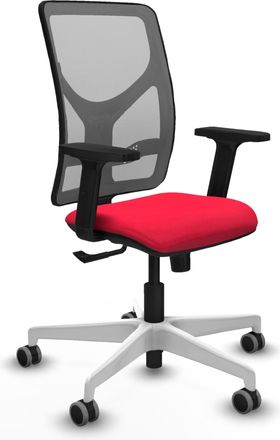 Piqueras y Crespo B&uuml;ro-Rollstuhl mit 2D-Armen, h&ouml;henverstellbare Lendenwirbelst&uuml;tze, ausgestattet mit 3 Positionen und Schneidschaum, Grau/Rot