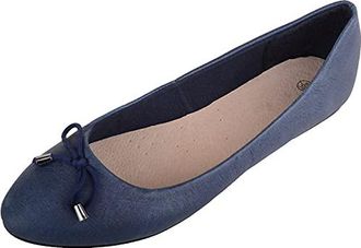 Absolute Footwear Chaussures &agrave; Enfiler en Cuir v&eacute;ritable pour Femme, Bleu Marine, 39 EU