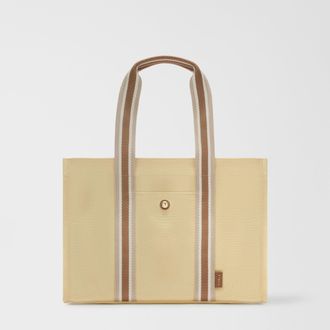 Furla Duna Tote-bag L Toni Cremino Gelb Canvasstoff + Gestreifter Stoff Damen