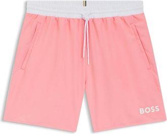 HUGO BOSS Leichte und schnelltrocknende Badeshorts mit Kontrastbund in