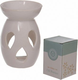 Puckator OB159 wei&szlig; Duftlampe, Keramik, mit tropfenf&ouml;rmigen Aussparungen, 8 x 8 x 12 cm