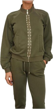 Liu Jo Femme, Sweatshirts et sweats &agrave; capuche, Vert, Taille: 42 FR Felpa zip