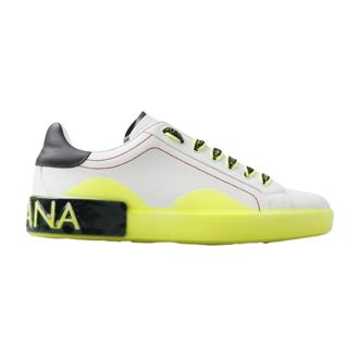 Dolce & Gabbana Wei&szlig;e Gelbe Ledersneakers - - Shoes - Herren - Gelb - 40 EU