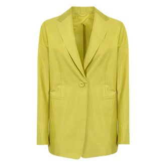 Max Mara Seiden-Shantung Blazer mit V-Ausschnitt - - Jackets - Damen - Gelb - S