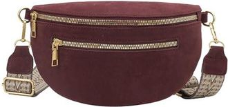 Generic Grand sac banane tendance en cuir synth&eacute;tique pour femme, usage quotidien, travail, voyage, Rouge, 9.84 x 6.3 x 3.15 (inch)