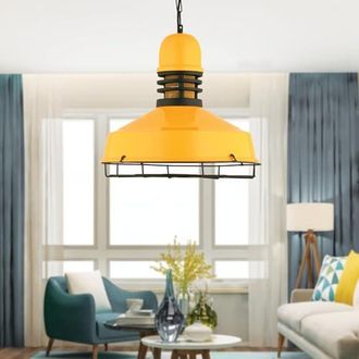 Opviq Elegant Yellow Chandelier, Adjustable Height 46-146 cm, Metal Body, Ø41 cm, E27 Socket (Max 40W) | Stylish Lighting for Modern Spaces, IP20 Rated