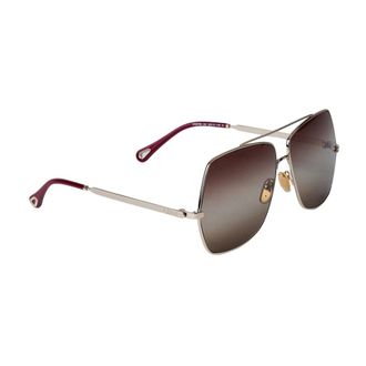 Chlo&eacute; Logo Print Oversized Frame Sonnenbrille - - Accessories - Damen - Braun - ONE SIZE